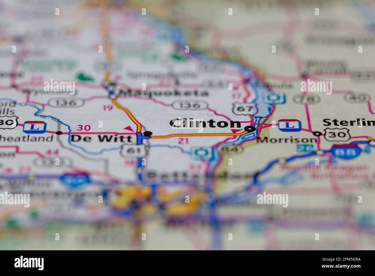 Clinton Iowa USA Shown on a Geography map or road map Stock Photo - Alamy