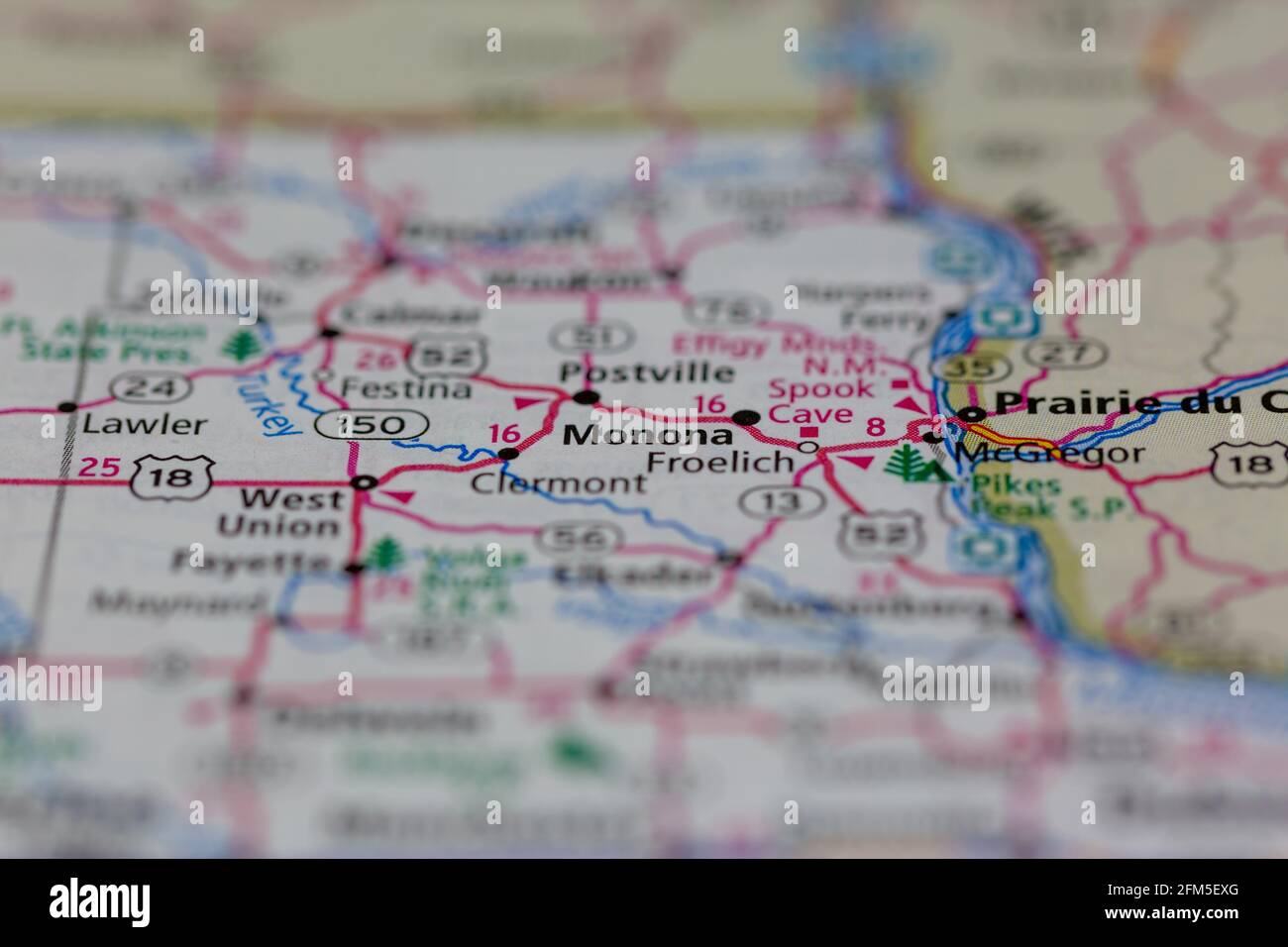 Monona Iowa USA Shown on a Geography map or road map Stock Photo - Alamy