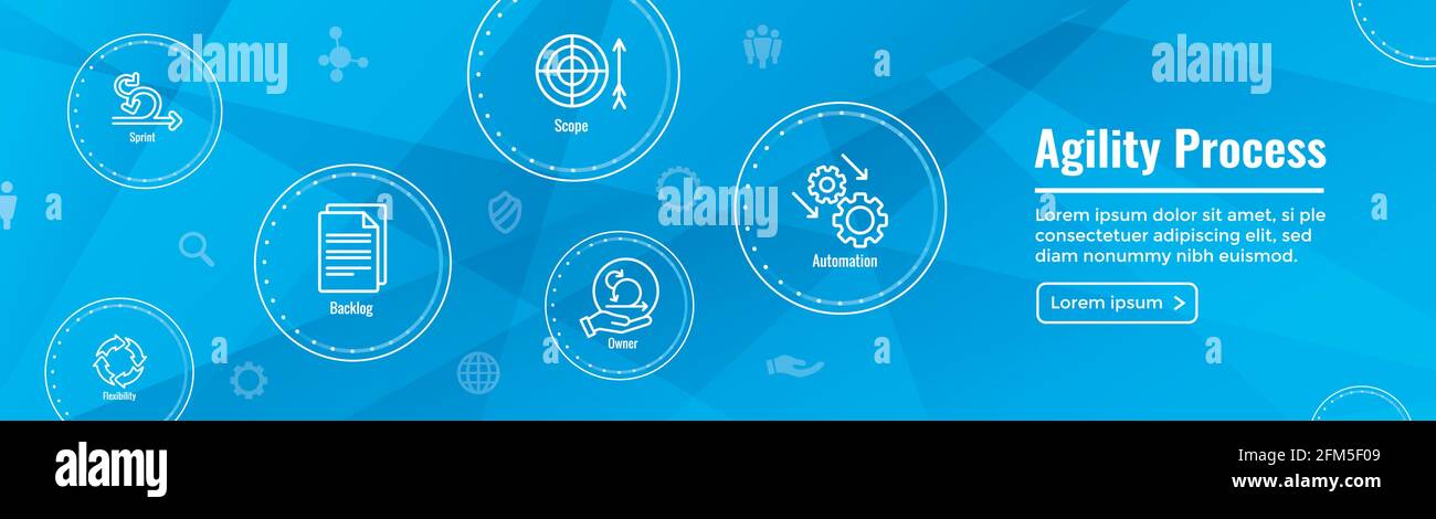Agile Scrum Process & development icon set web header banner Stock ...