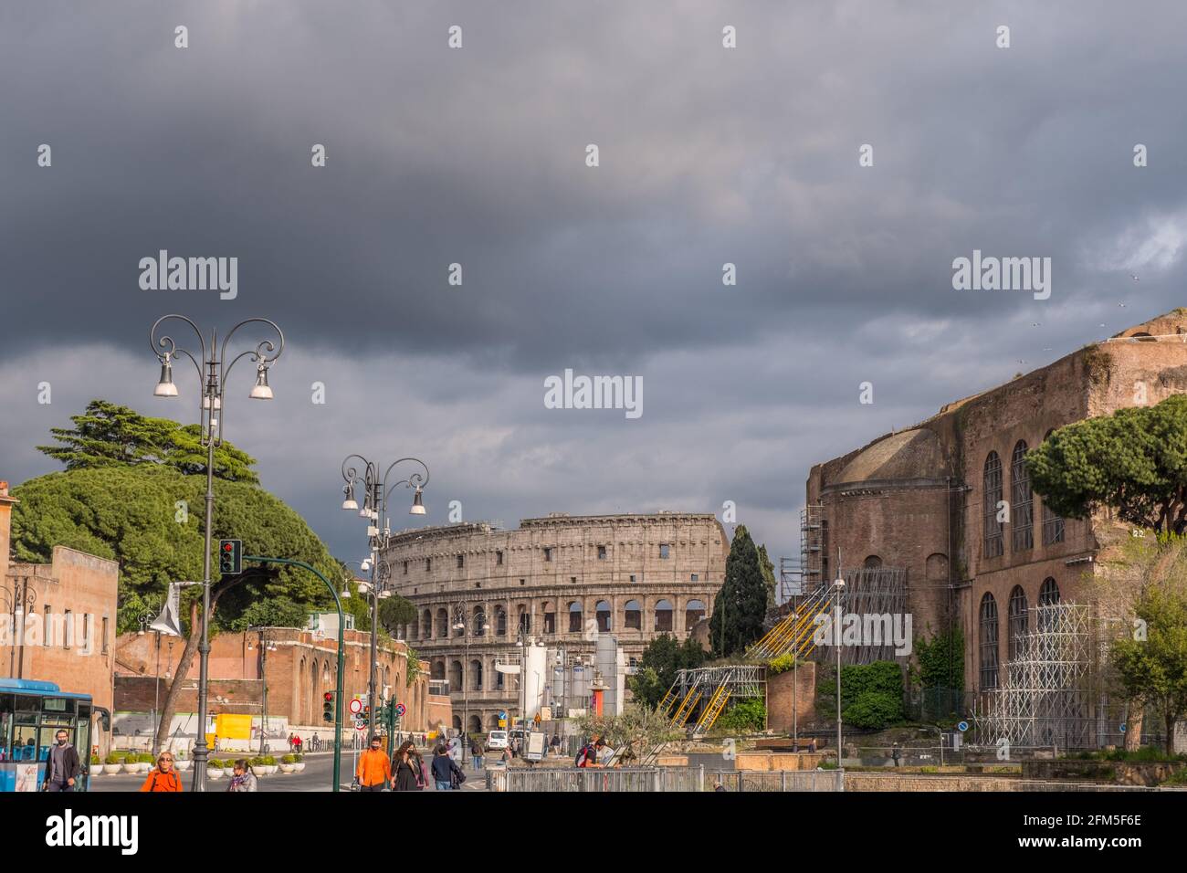Beautiful view of Rome in Italy. The ancient historical ruins, famous ...