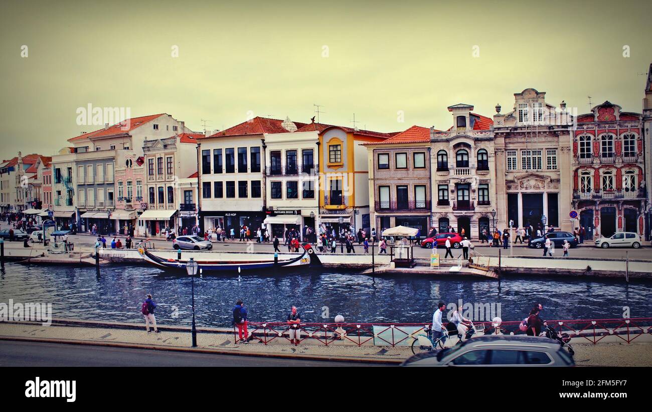 Partial view of a tourist spot in the city center region of Aveiro ...