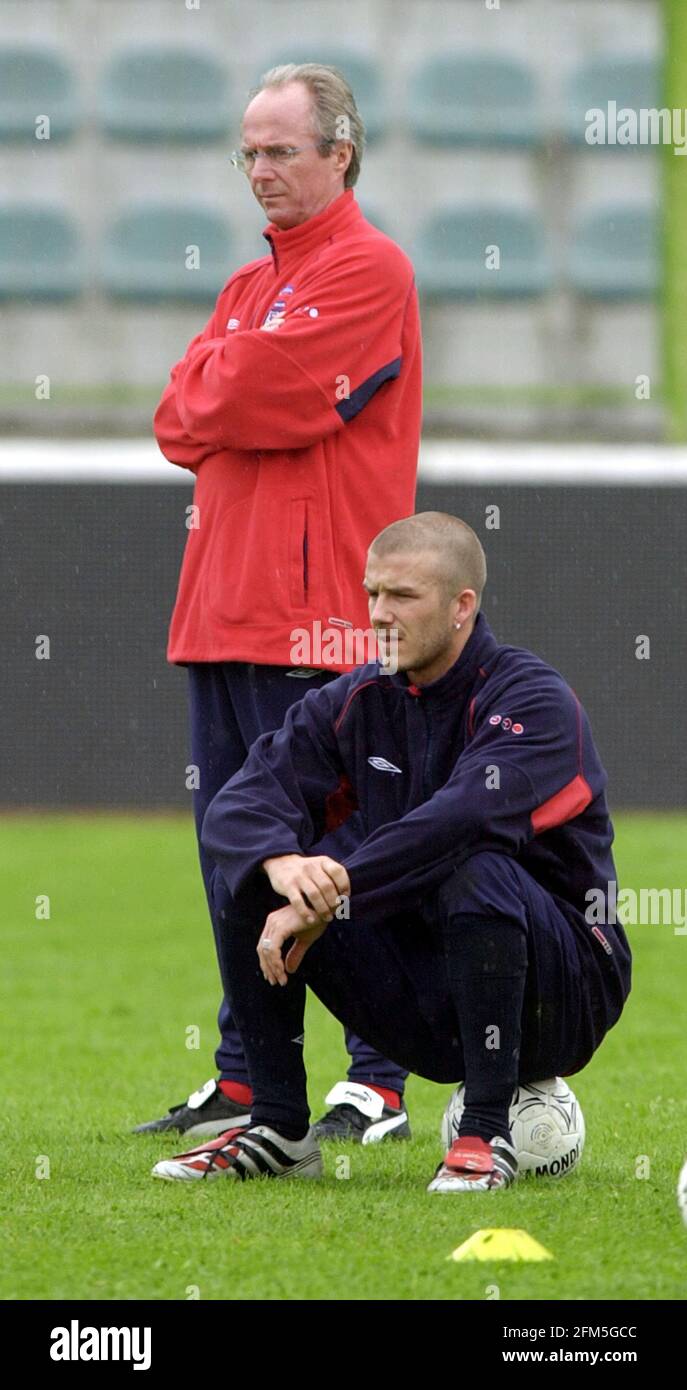SVEN GORAN ERIKSSON AND DAVID BECKHAM DURING ENGLAND TRAINING SESSION ...