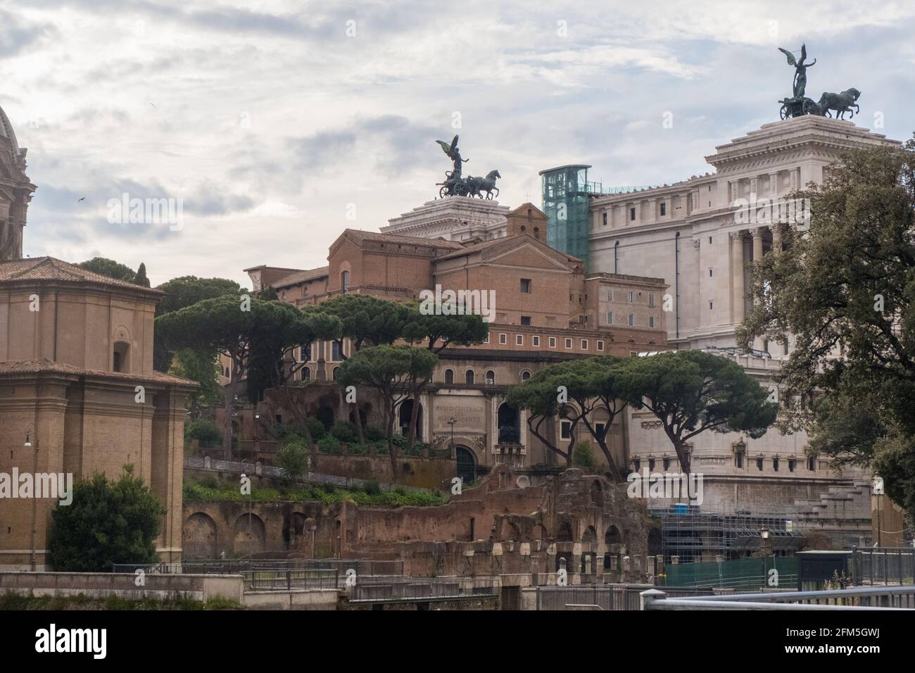 Beautiful view of Rome in Italy. The ancient historical ruins, famous ...