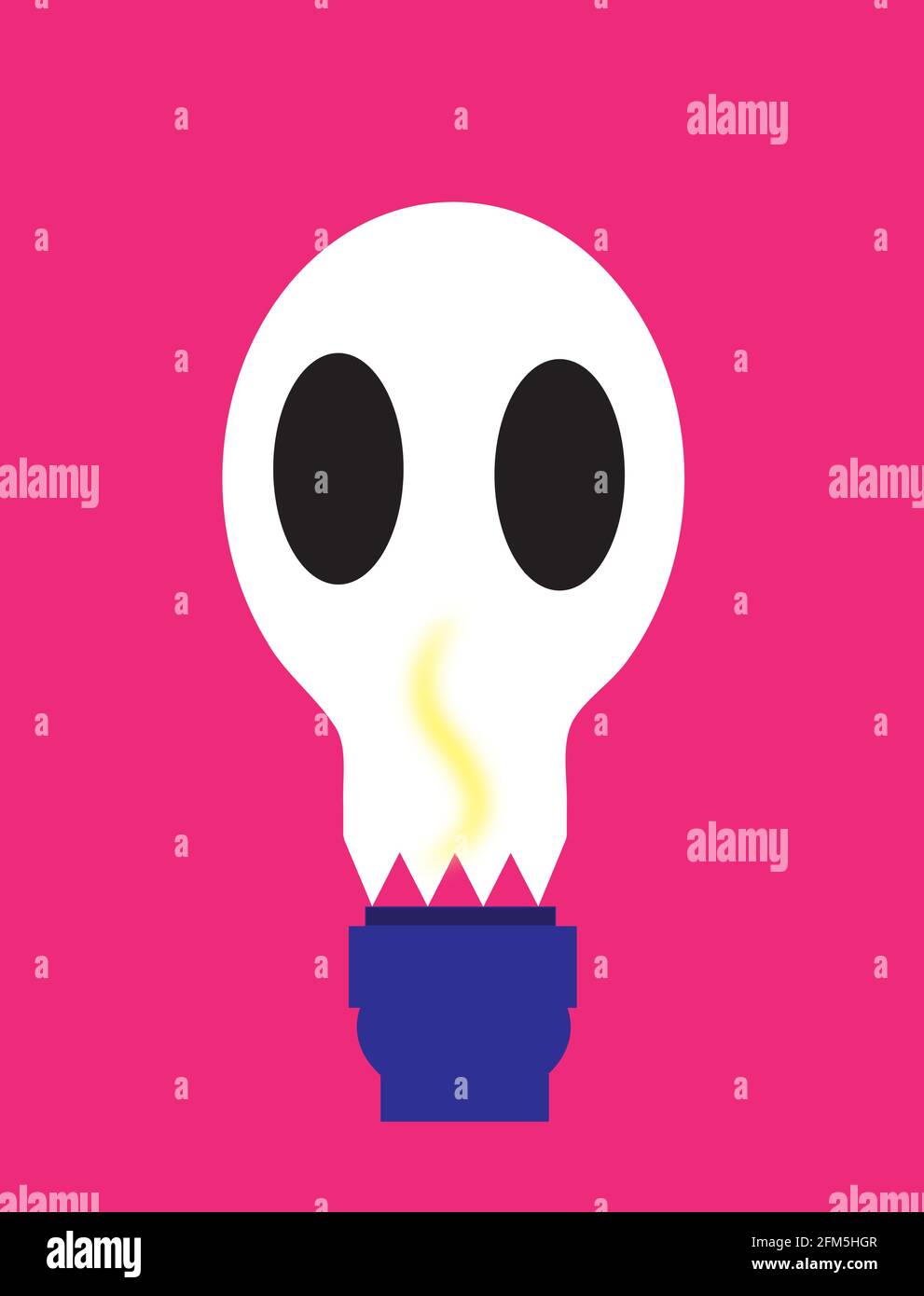 illustration of a light bulb in the shape of a ghost, isolated on a ...