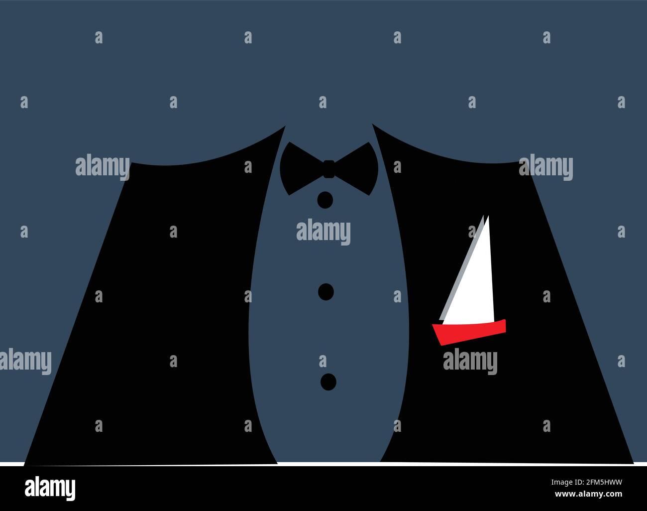 illustration of a man with a black suit and a white ship on the right ...