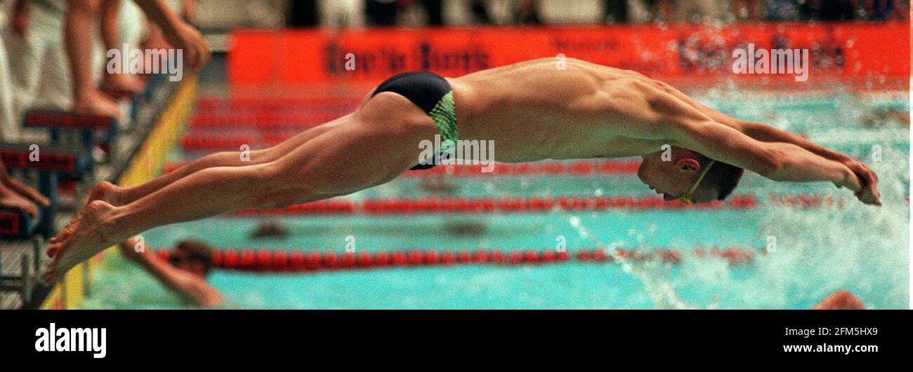 British Swimming Championships Sheffield. A swimmer dives into the pool ...