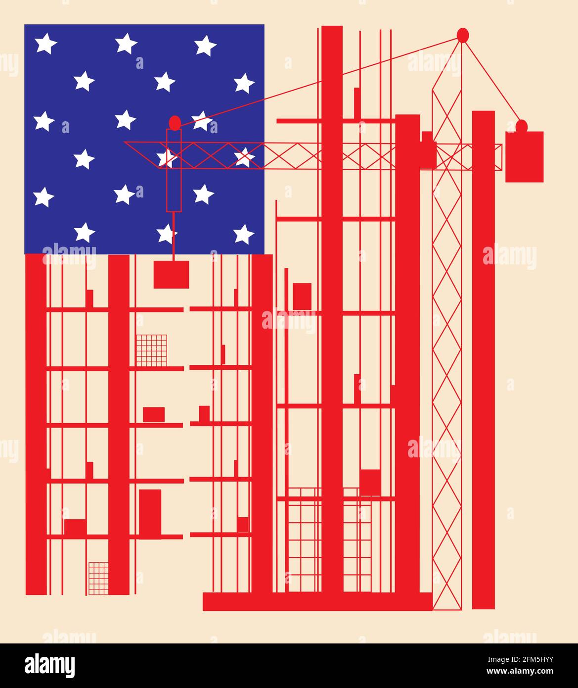 American flag construction site Stock Vector Images - Alamy