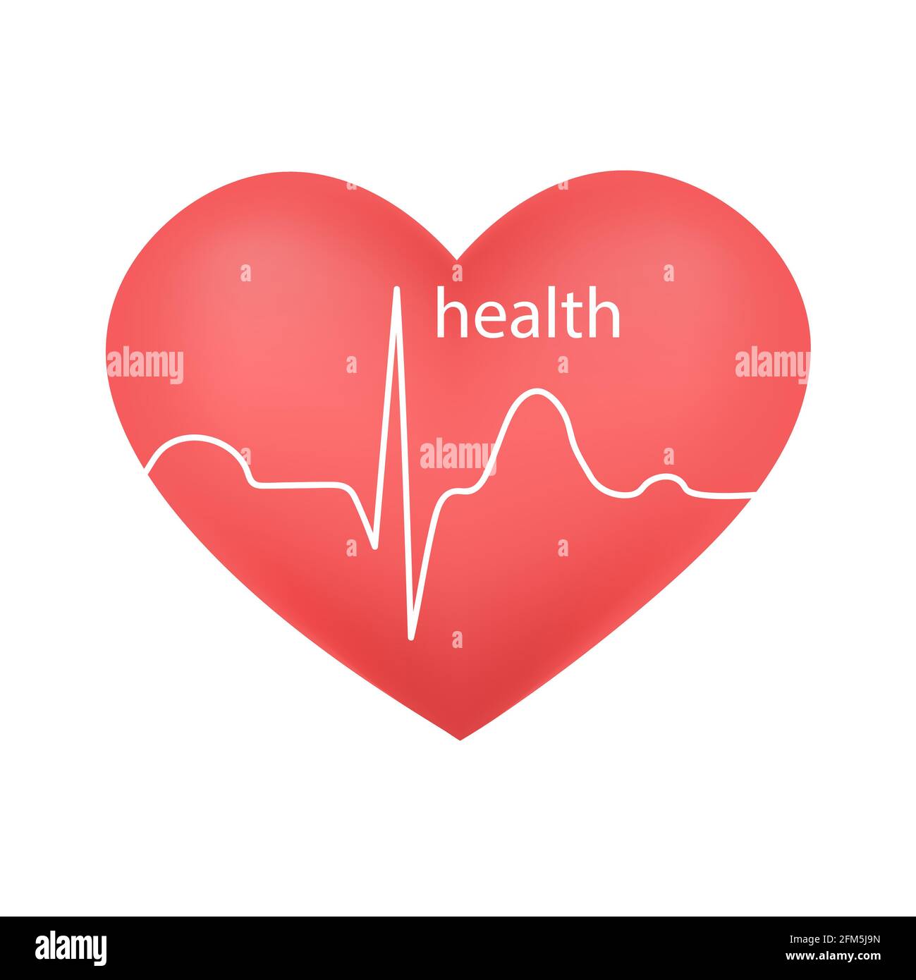 Health symbol in the form of a heart with a cardiogram. Isolated ...