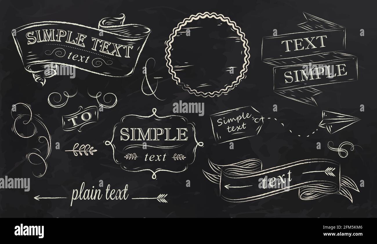 Chalk design elements of a stylized drawing with chalk on the board ...