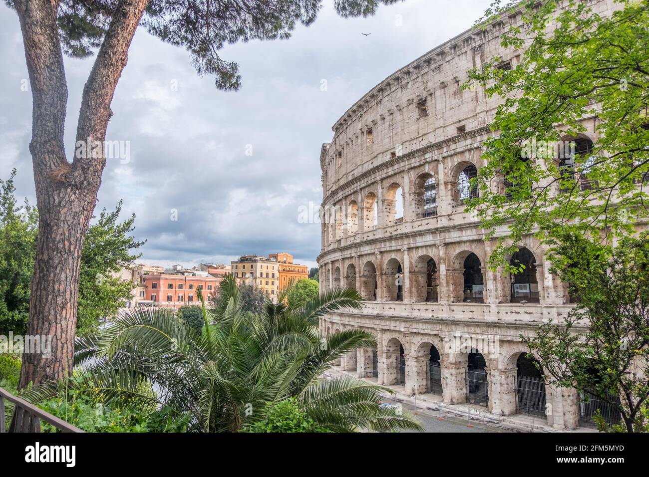 Beautiful view of Rome in Italy. The ancient historical ruins, famous ...