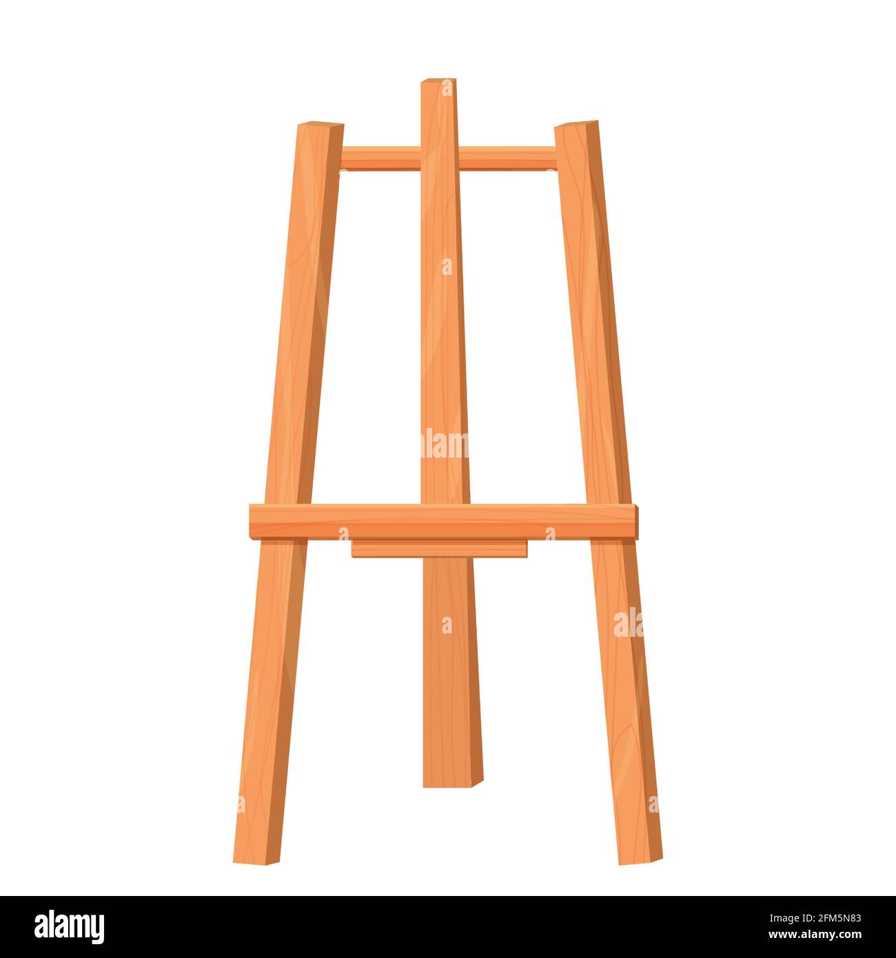 Wooden easel empty blank paper mock up in cartoon style isolated on ...