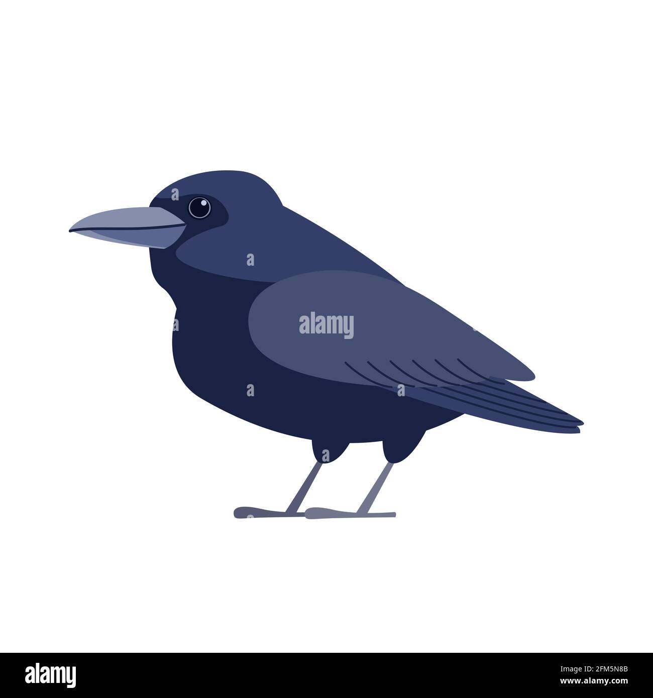 Crow raven bird. Black bird Cartoon flat style beautiful character of ...