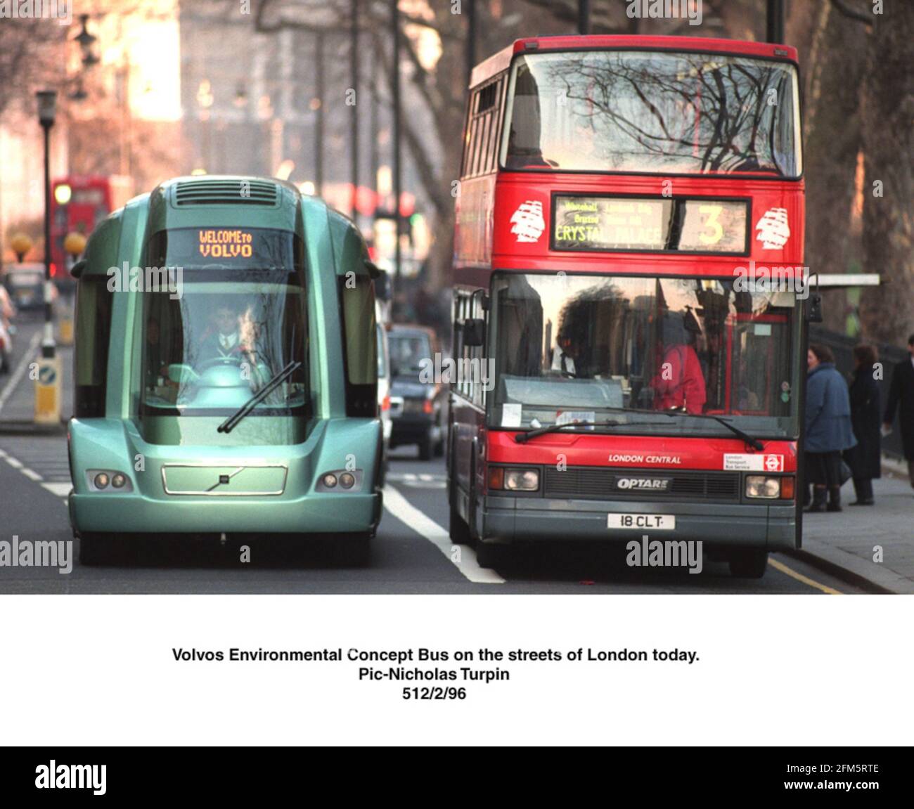 Volvo's environmental concept bus on the streets of London Stock Photo ...