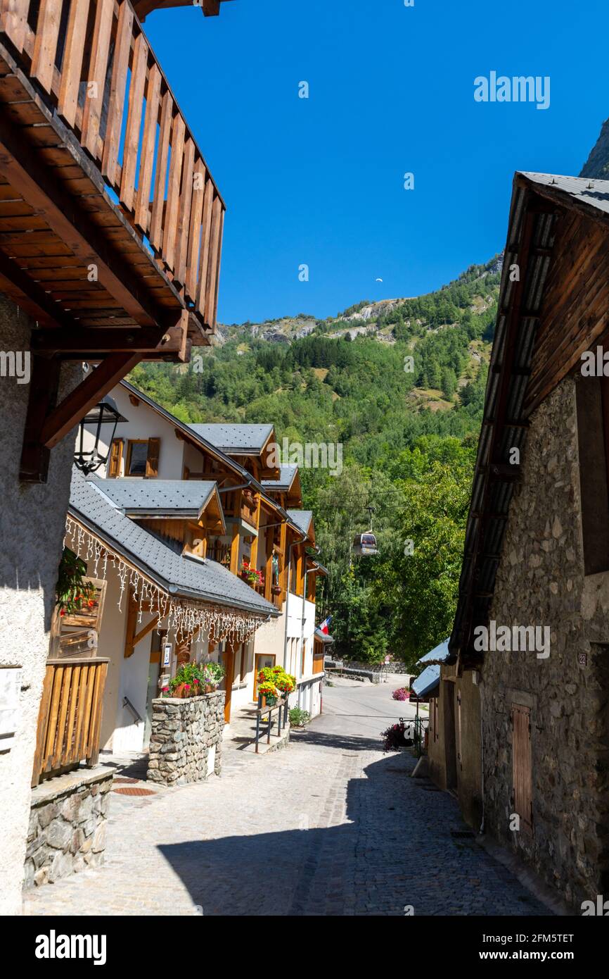 Small medieval village Venosc in French Alps in summer, Ecrins mountain ...
