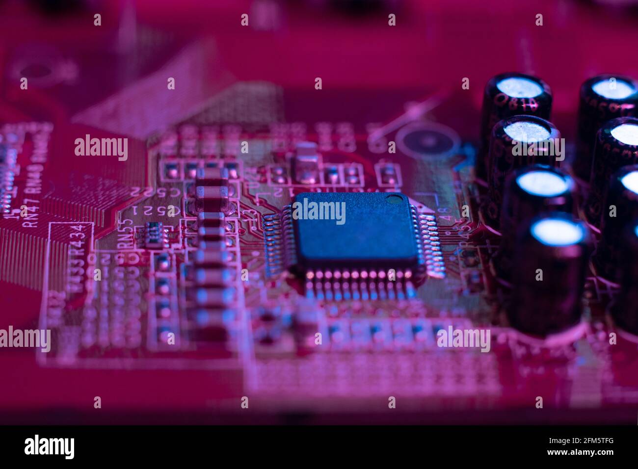 Microchips, computer boards, close-up, low depth of field ...