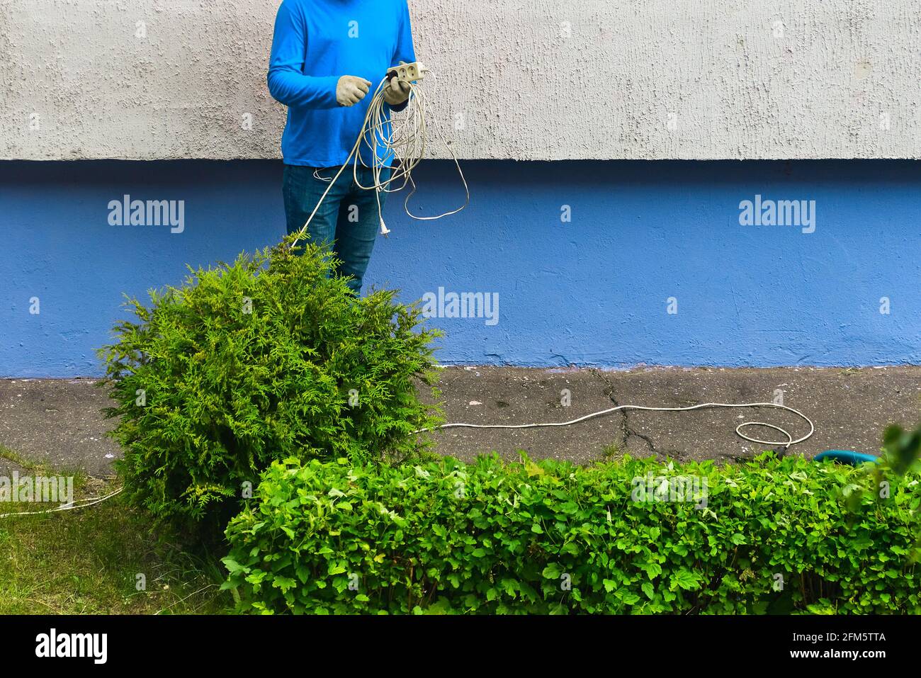 worker holds an extension cord in his hands Stock Photo - Alamy