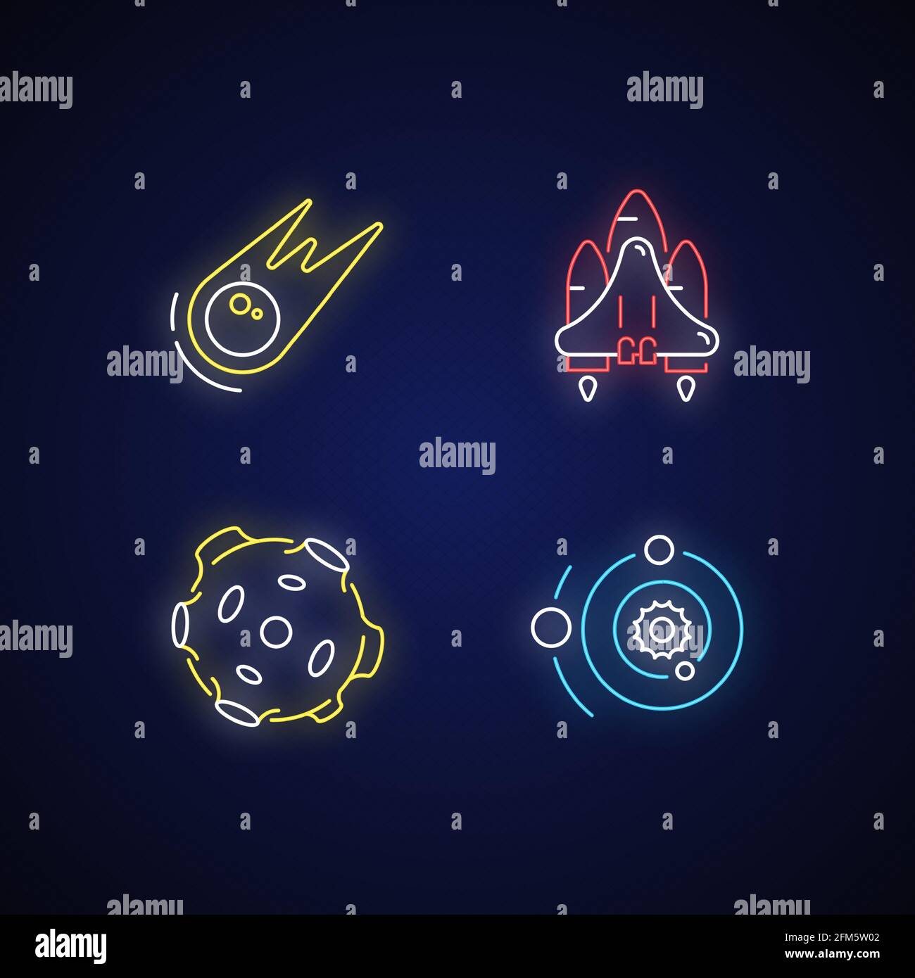 Astronautic neon light icons set Stock Vector Image & Art - Alamy