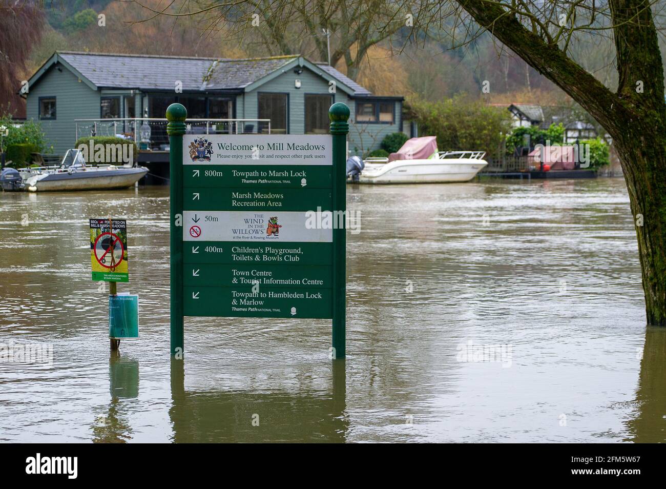 Henley-on-Thames, Oxfordshire, UK. 1st February, 2021. A flood warning ...