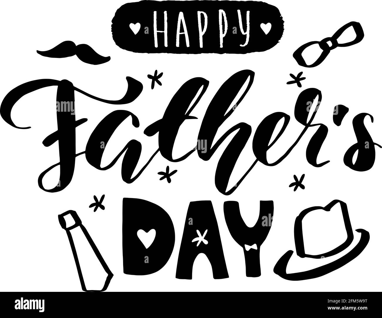 Happy Fathers Day Lettering Calligraphy Card Vector Greeting