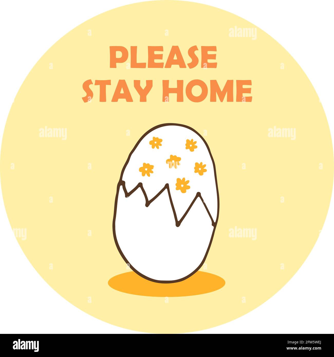 Cartoon egg in self-quarantine, hand drawn vector illustration isolated ...