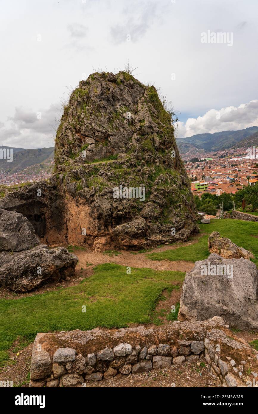 The egg-shaped Inca Altar is located in a neighborhood hillside above ...