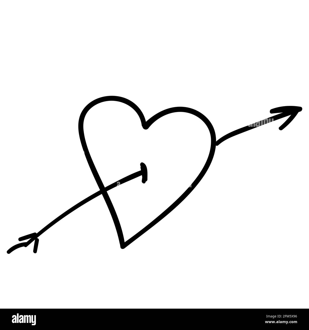 arrow in the shape of a heart for infographics. doodle hand drawing ...