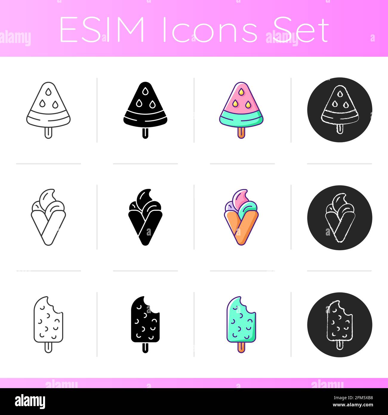 Ice cream varieties icons set Stock Vector Image & Art - Alamy