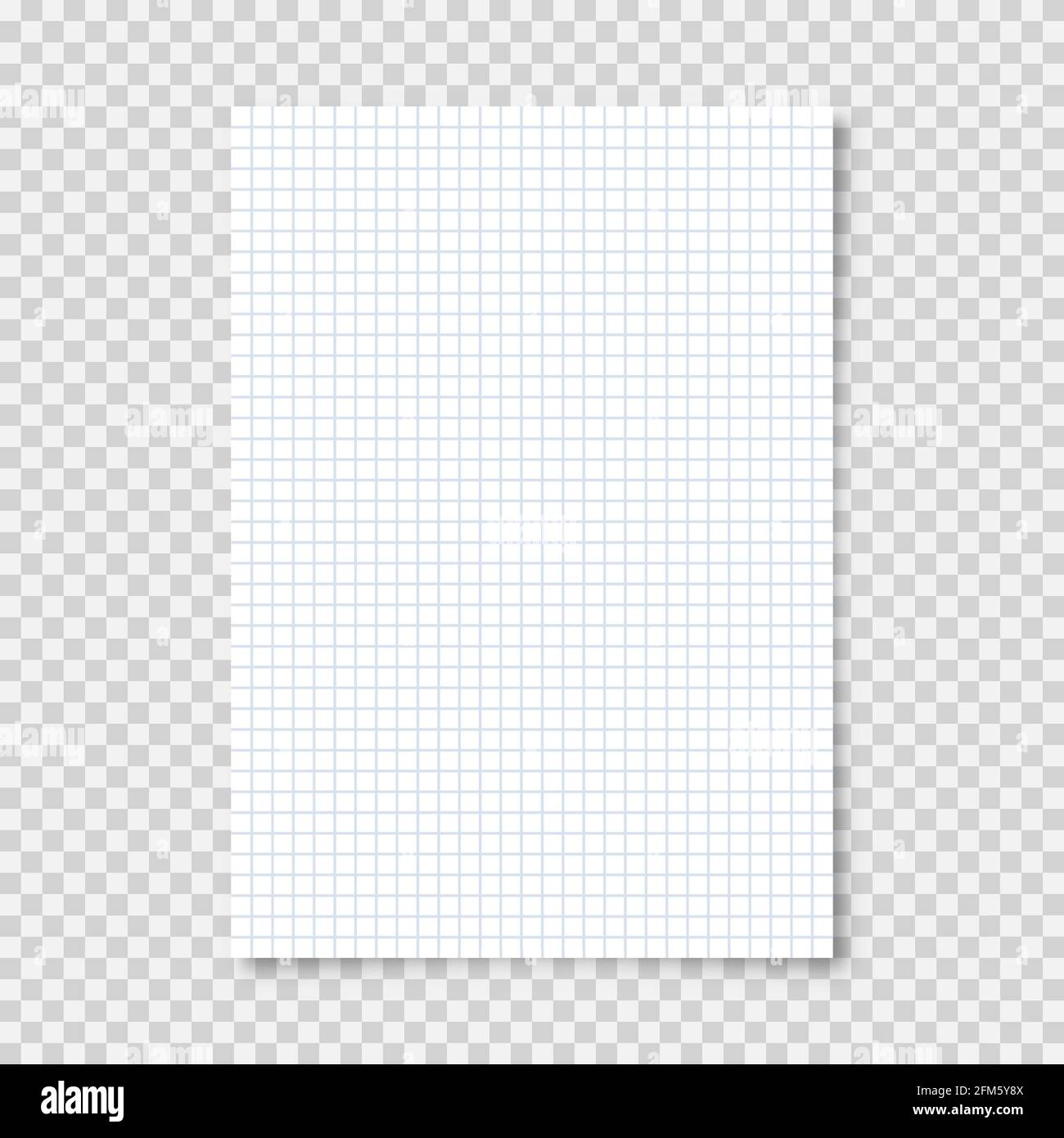 Realistic blank lined paper sheet in A4 format on transparent ...