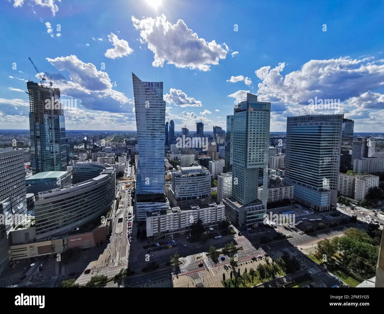 Warsaw, Poland: Panorama of Warsaw financial center during sunny day ...
