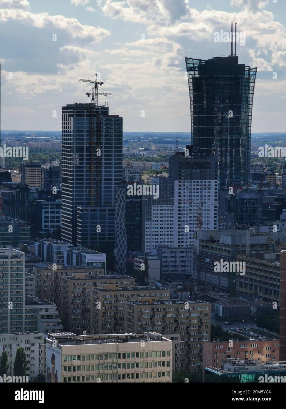 Warsaw, Poland: Panorama of Warsaw financial center during sunny day ...