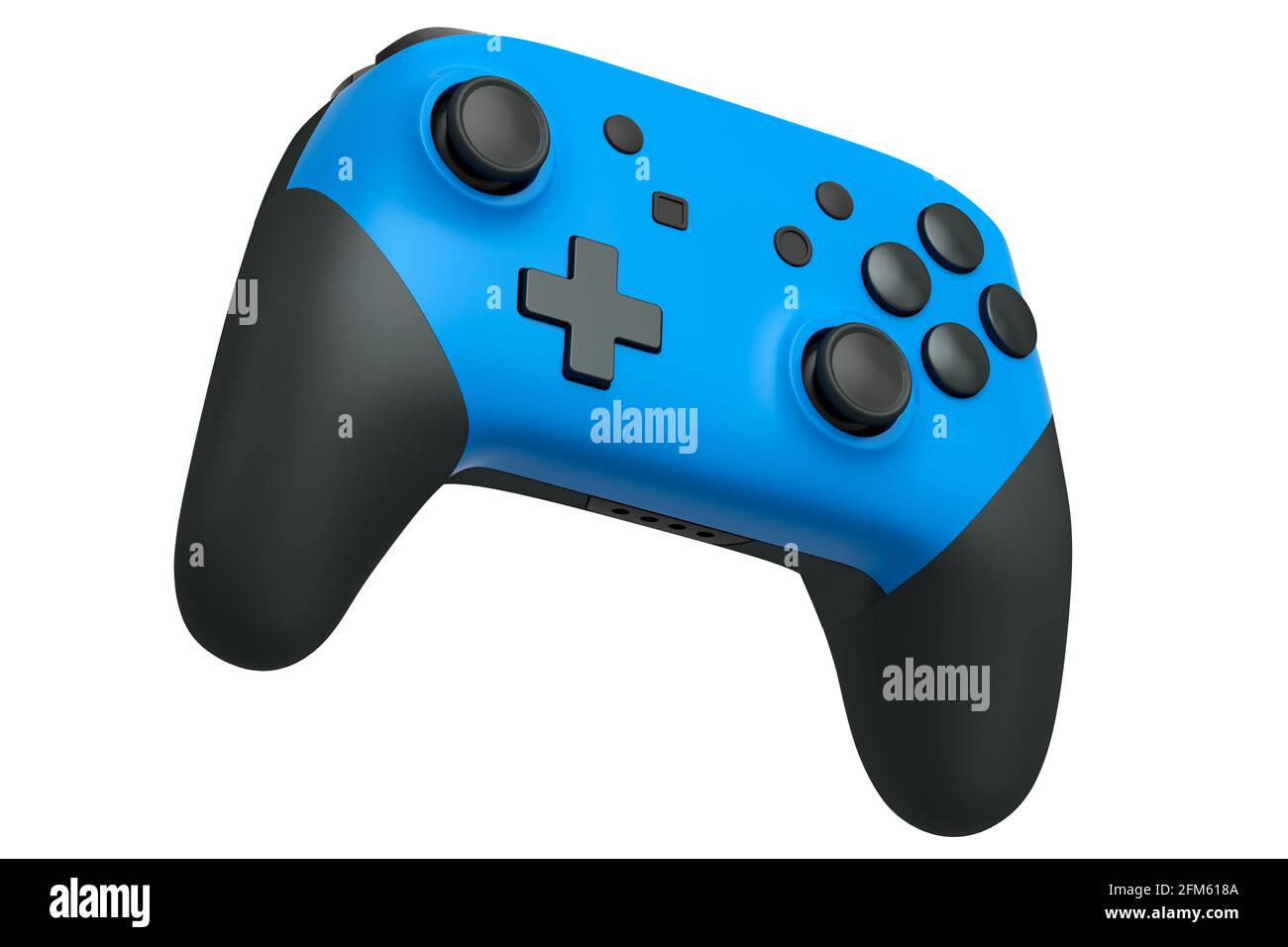 Realistic blue video game joystick on white background Stock Photo - Alamy