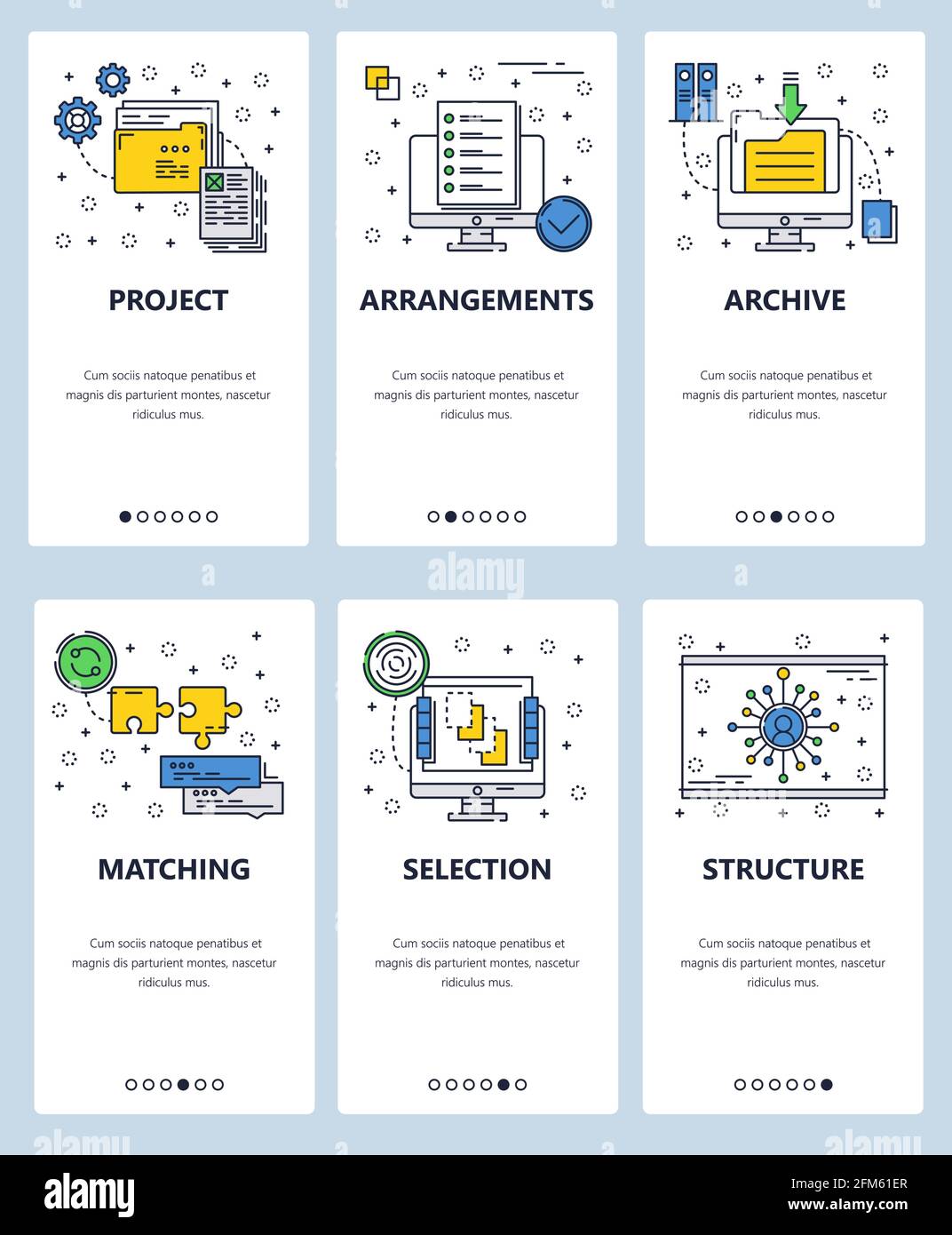 Vector line art web and mobile app template set Stock Vector Image ...