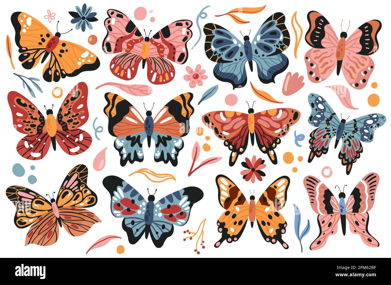 Collection stylized butterfly Stock Vector Images - Alamy