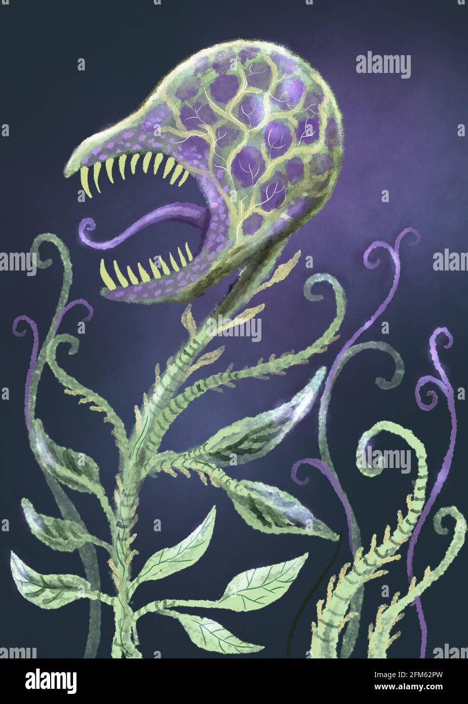 monstrous man eating plant hand drawn art Stock Photo - Alamy