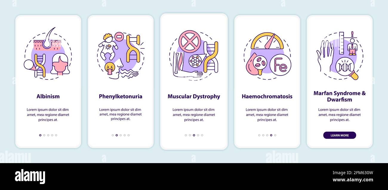 Most Common Genetic Disorders Onboarding Mobile App Page Screen With