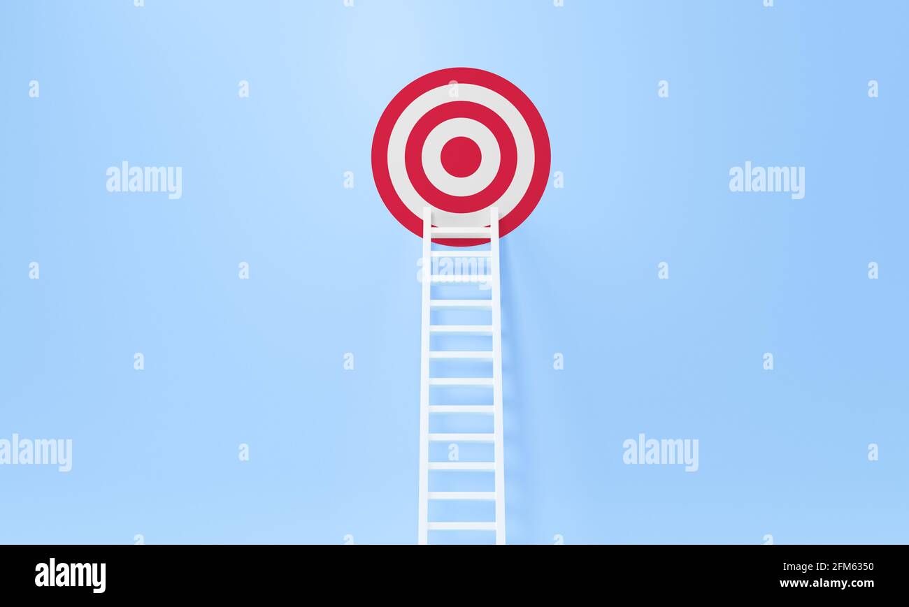 Step ladder achievement on a blue wall, Up and down the stairs. Growth ...