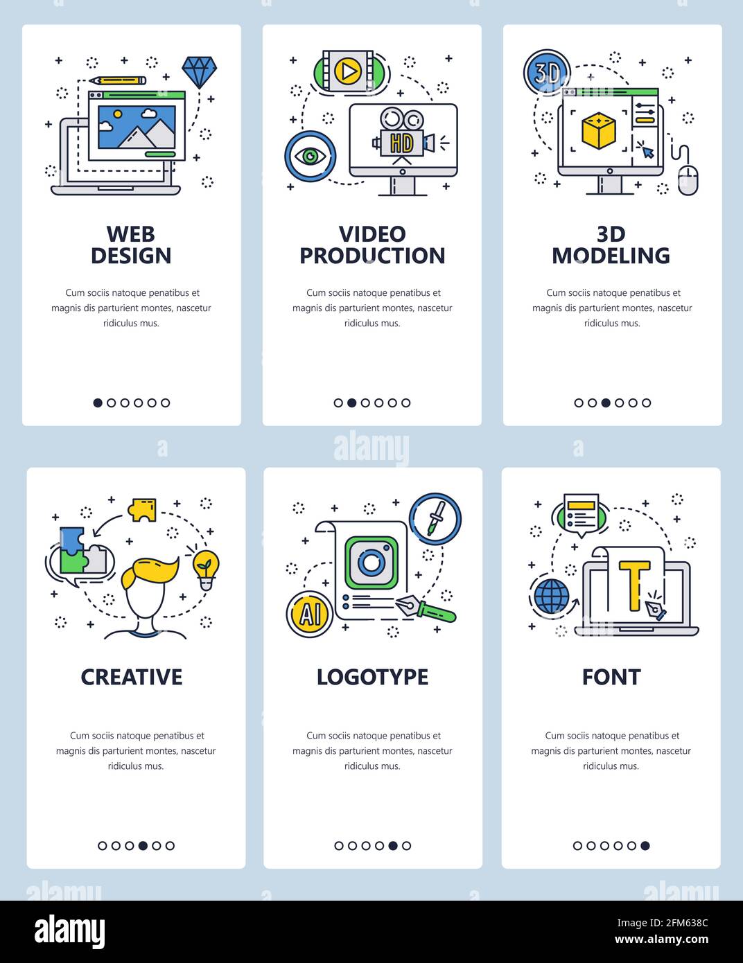 Vector line art web and mobile app template set Stock Vector Image ...