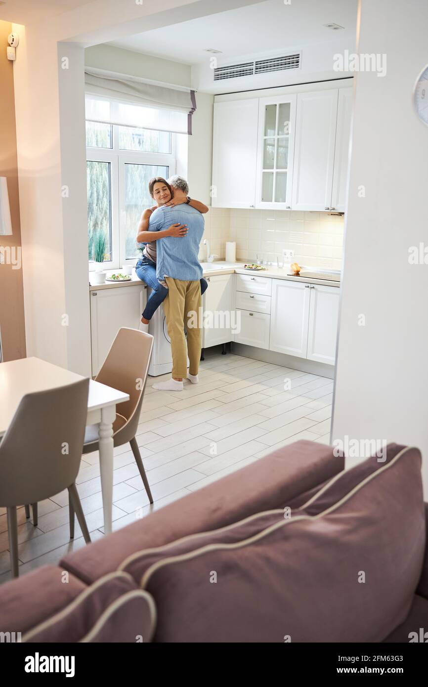 Silhouette of tender man that caressing his partner Stock Photo - Alamy