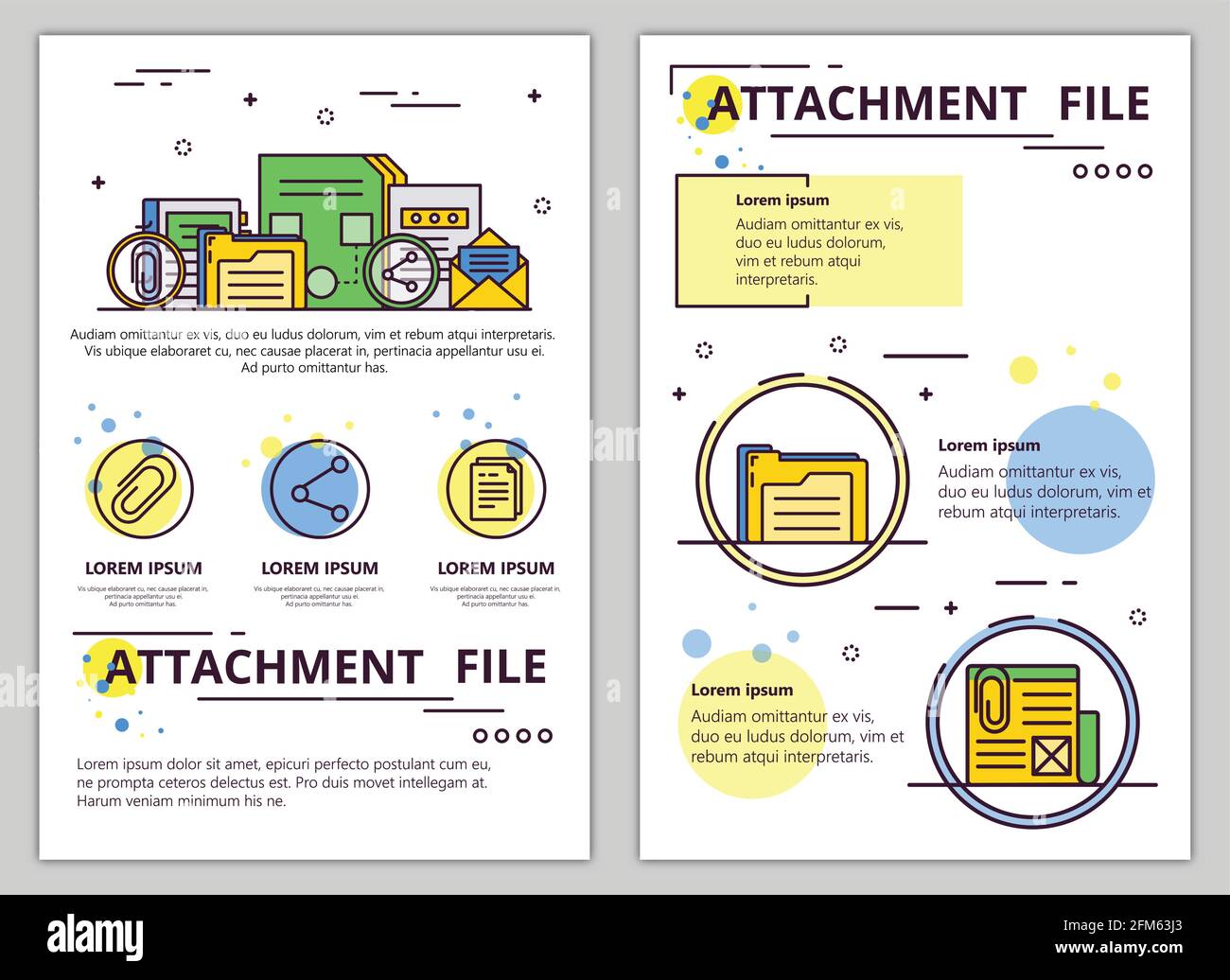 Vector line art file attachment poster template Stock Vector Image ...