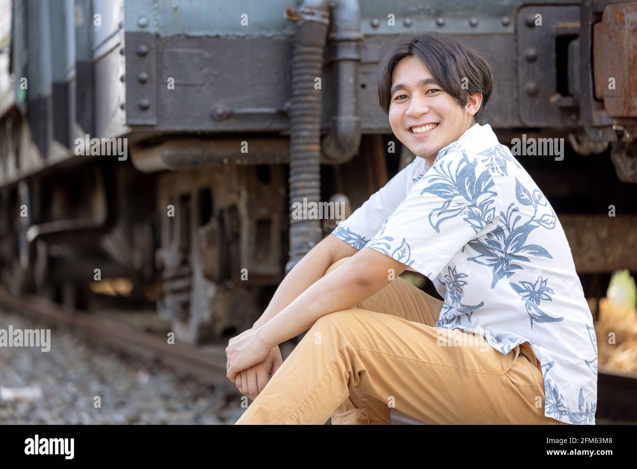 Man rail tracks loneliness hi-res stock photography and images - Alamy