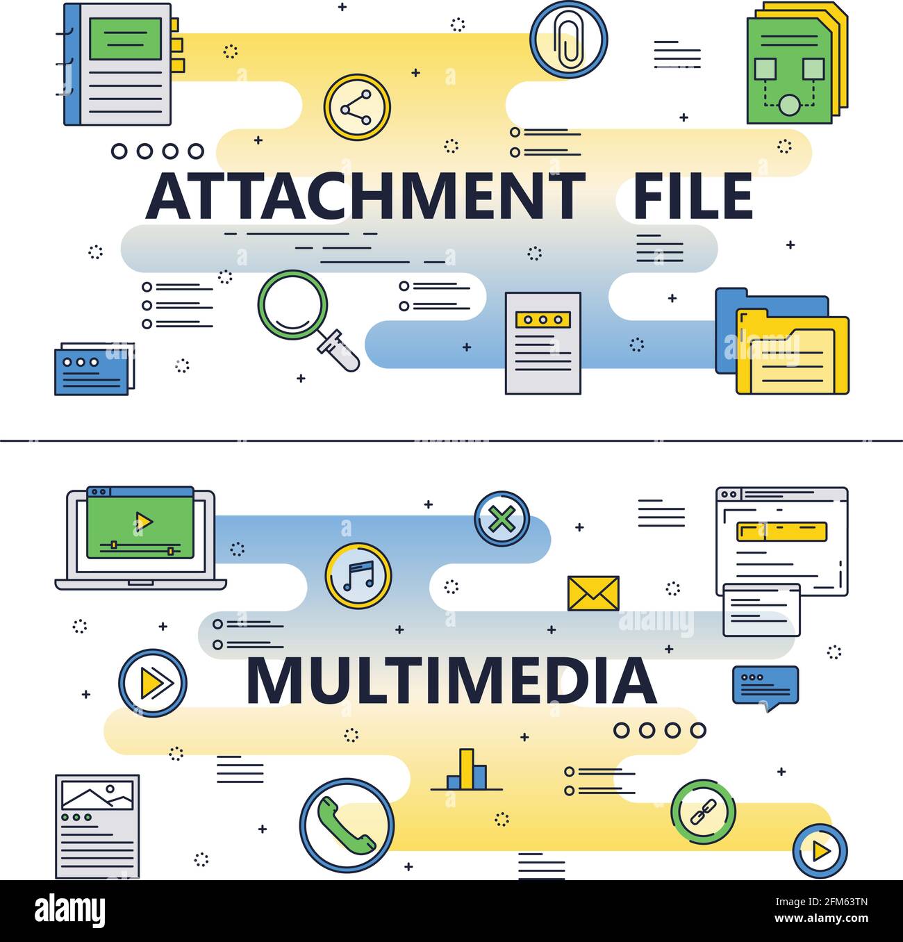 Vector line art file attachment multimedia templates Stock Vector Image ...