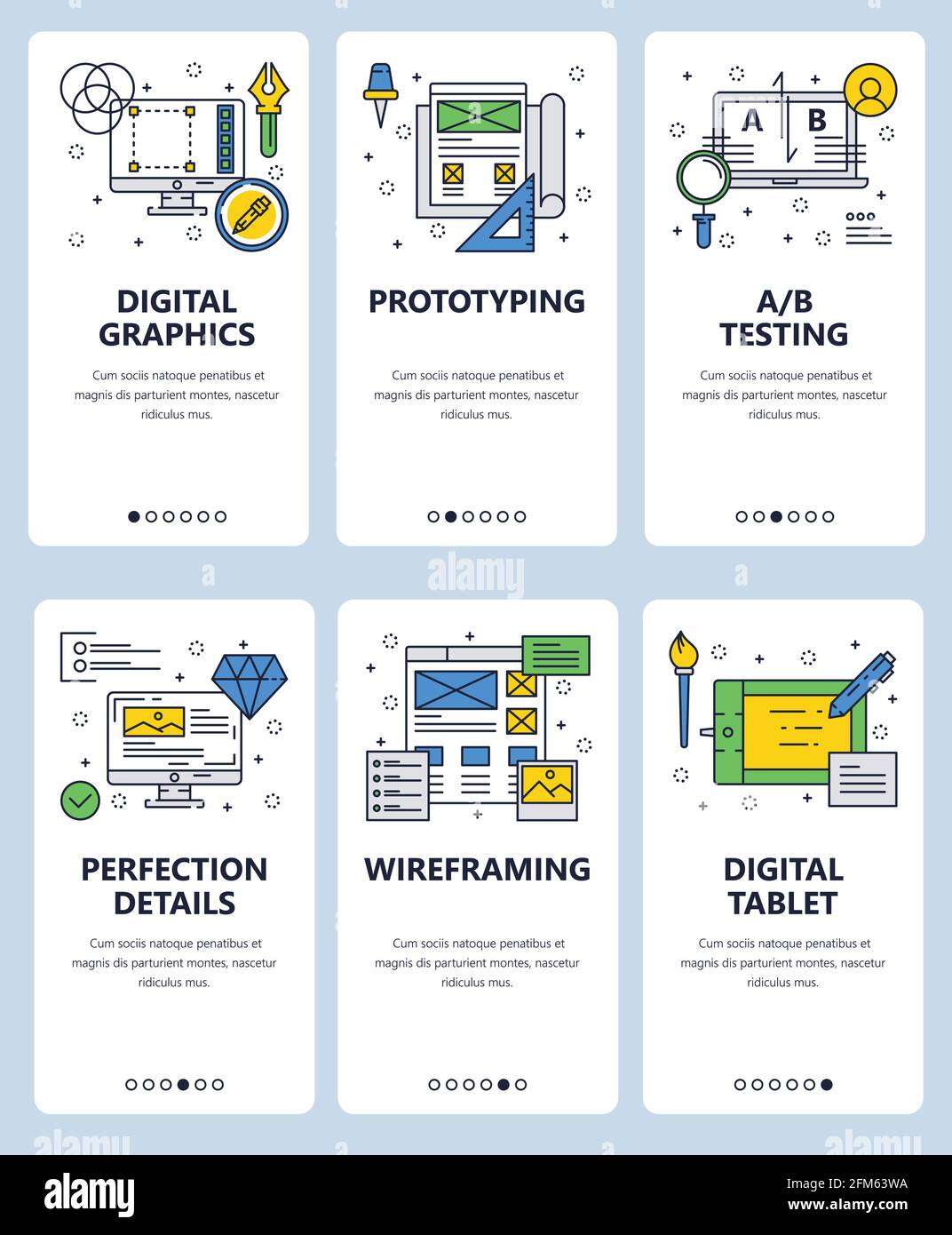 Vector line art web and mobile app template set Stock Vector Image ...