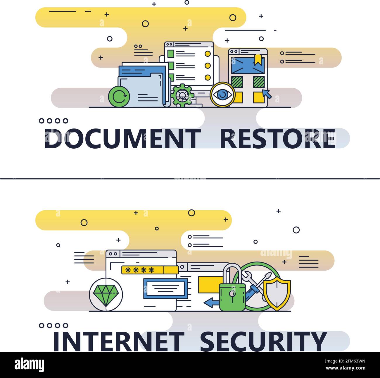 Vector line art document restore poster banner Stock Vector Image & Art ...