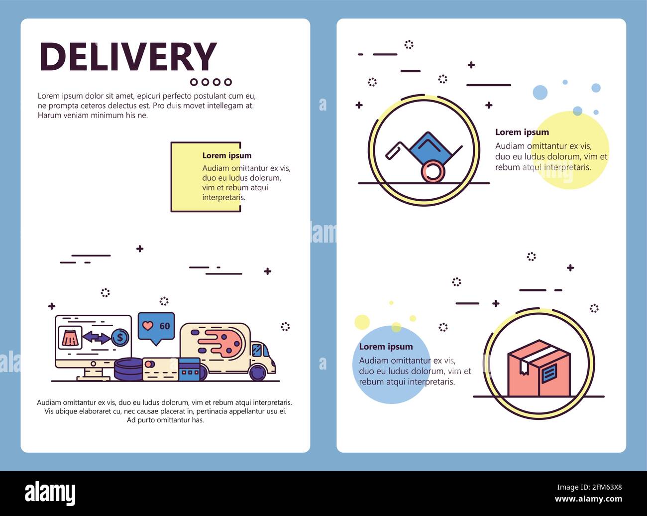 Vector line art delivery poster banner template Stock Vector Image ...