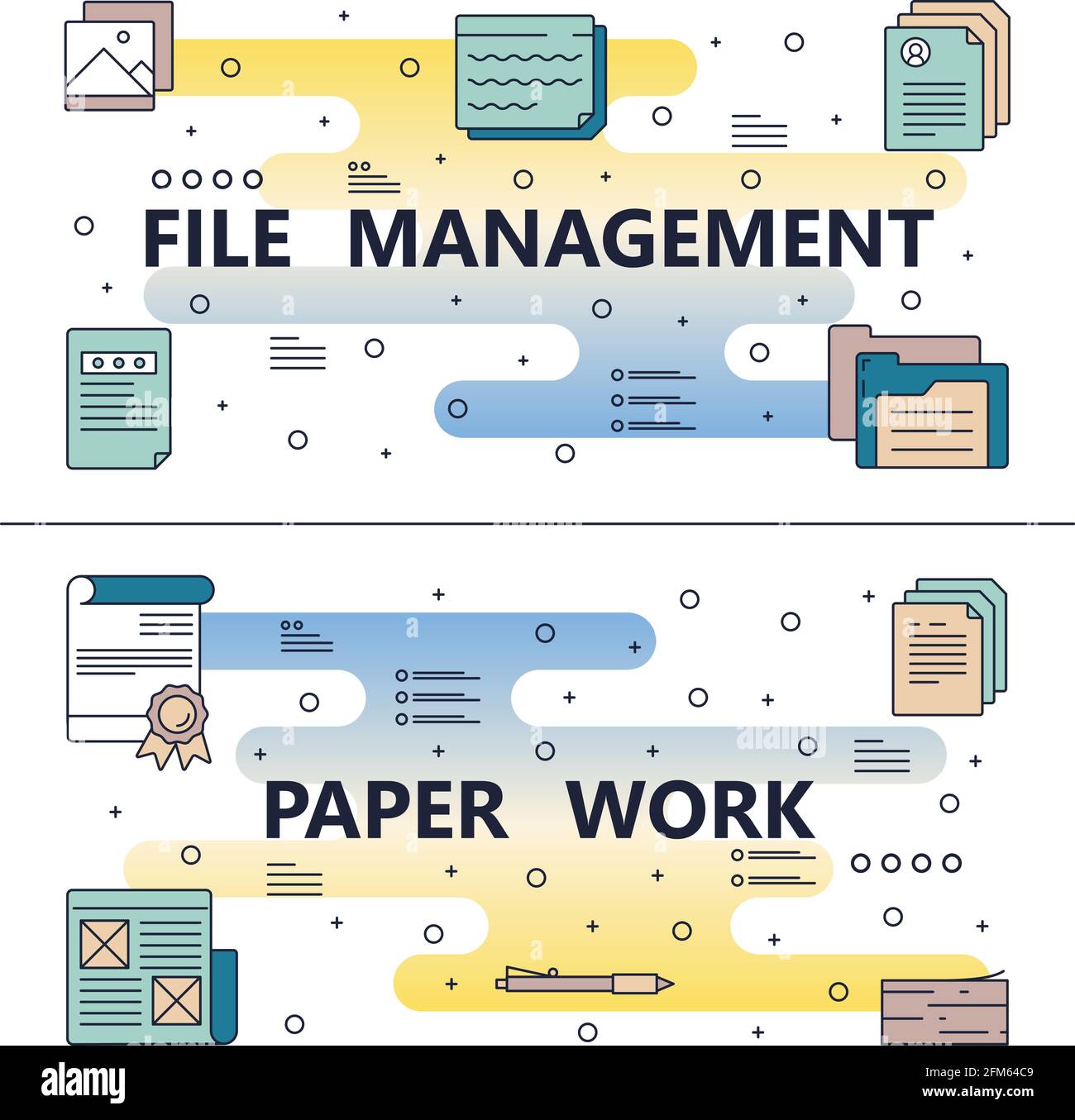 Vector line art file management paperwork template Stock Vector Image ...