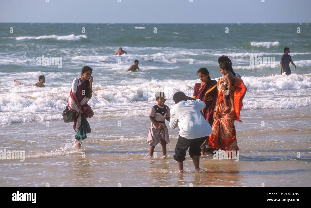 GOA, INDIA - Indian family enjoying beach, Goa State Stock Photo - Alamy