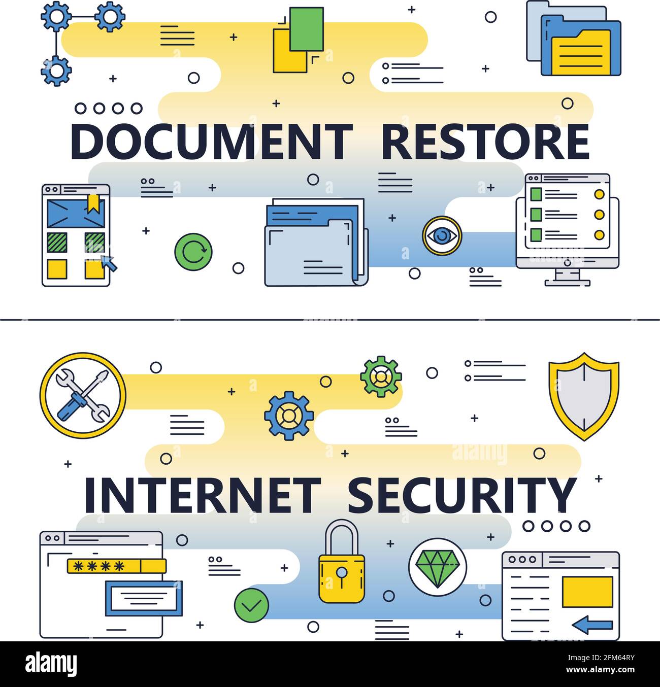 Vector line art document restore poster banner Stock Vector Image & Art ...