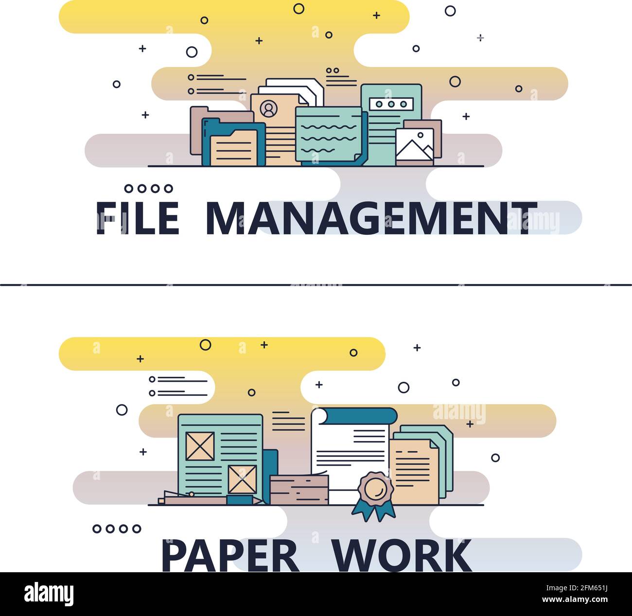 Vector line art file management paperwork template Stock Vector Image ...