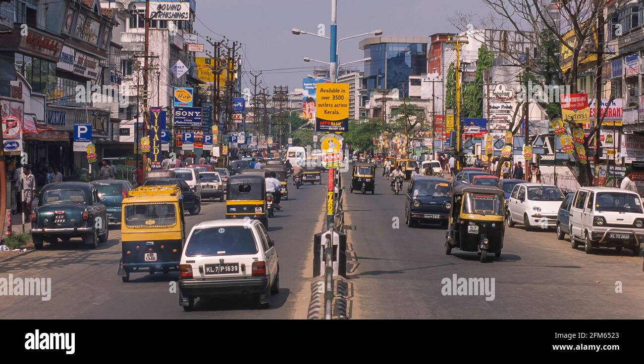 COCHIN, KERALA, INDIA - Traffic on Mahatma Gandhi Road in city of ...