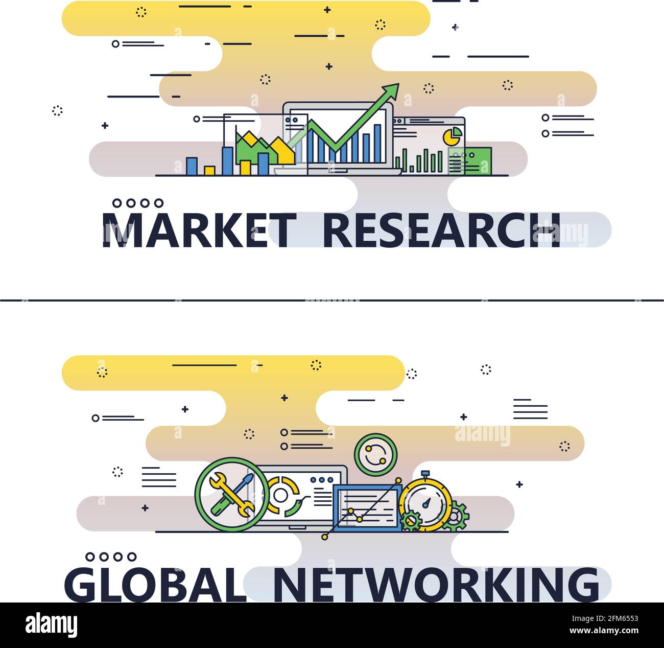 Vector line art market research poster template Stock Vector Image ...